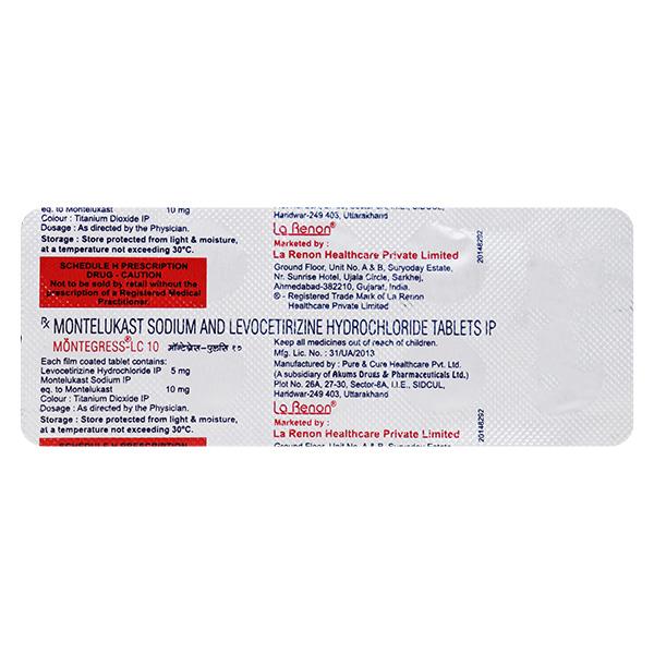 Montegress LC 10mg Tablet 10'S Price, Uses, Side effects, Substitutes ...