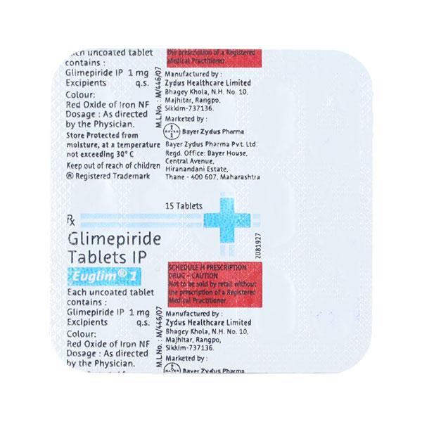 Euglim 1mg Tablet 15'S : Price, Uses, Side Effects | Netmeds