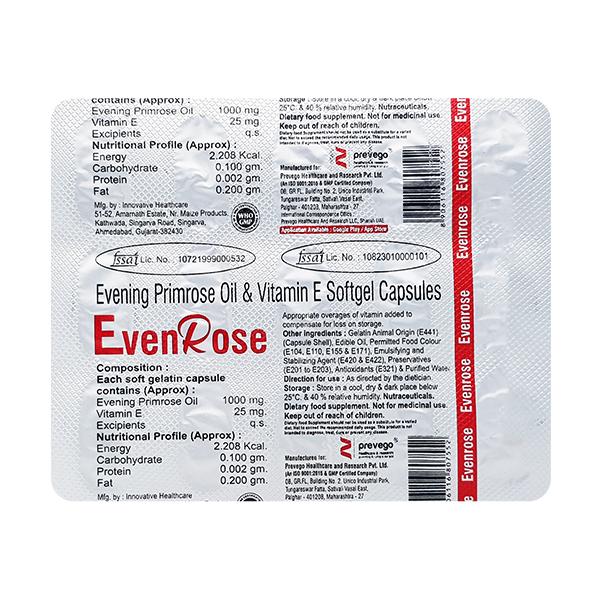 Buy EVENROSE 1000 Softgel Capsule 15's Online at Upto 25% OFF | Netmeds