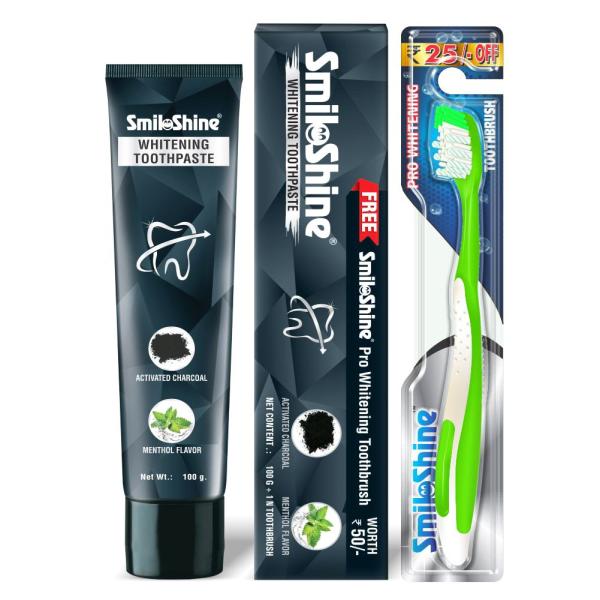 Buy SmiloShine Whitening Toothpaste with Activated Charcoal - Menthol ...