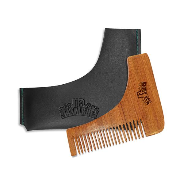 Buy Man Arden Neem Wooden L Shaped Beard Comb with Rich Leather Pouch 1 ...