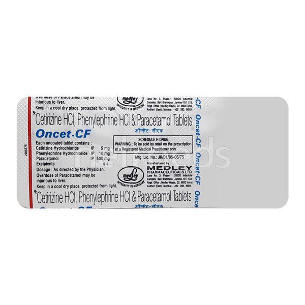 Oncet CF Tablet 10'S Price, Uses, Side effects, Substitutes | Netmeds