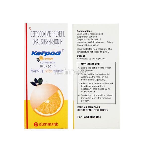 Kefpod Orange Flavour 50mg Suspension 30ml : Price, Uses, Side Effects ...