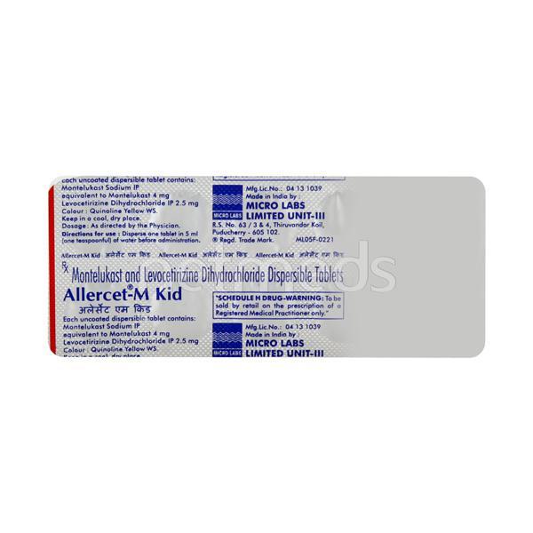 Allercet M Kid Tablet 10'S Price, Uses, Side effects, Substitutes | Netmeds