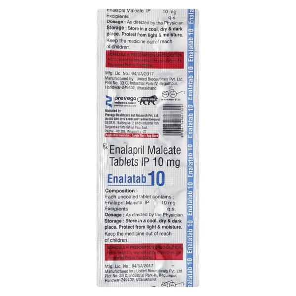 ENALATAB 10 Tablet 10's : Price, Uses, Side Effects | Netmeds