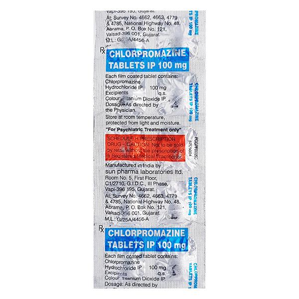 Chlorpromazine 100mg Tablet 10'S Price, Uses, Side effects, Substitutes ...