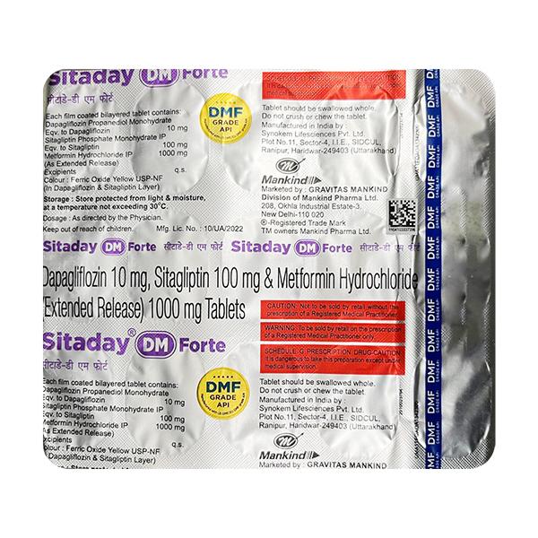 SITADAY DM FORTE Tablet 15's Price, Uses, Side effects, Substitutes ...