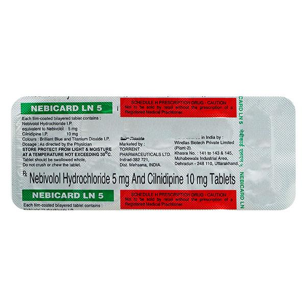 NEBICARD LN 5 Tablet 10's Price, Uses, Side effects, Substitutes | Netmeds
