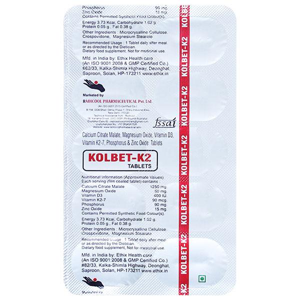 KOLBET K2 Tablet 10's Price, Uses, Side effects, Substitutes | Netmeds