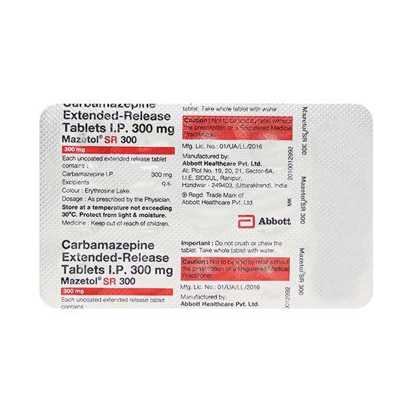 Buy Mazetol SR 300mg Tablet 15'S Online at Upto 25% OFF | Netmeds
