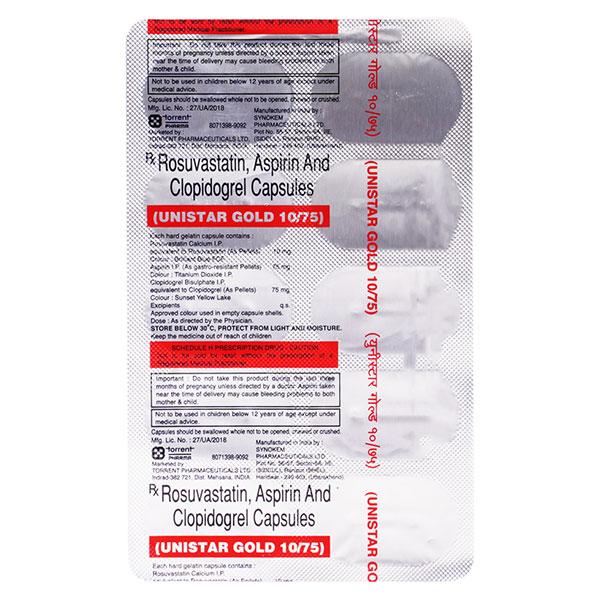 Unistar Gold 10/75mg Capsule 10'S : Uses, Side Effects, Price | Netmeds