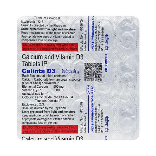 Calinta D3 Tablet 15'S : Price, Uses, Side Effects | Netmeds