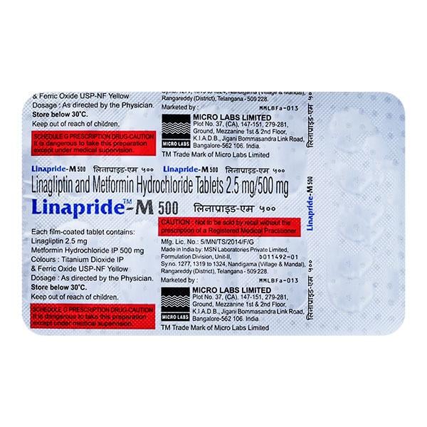 LINAPRIDE M 500 Tablet 10's : Price, Uses, Side Effects | Netmeds