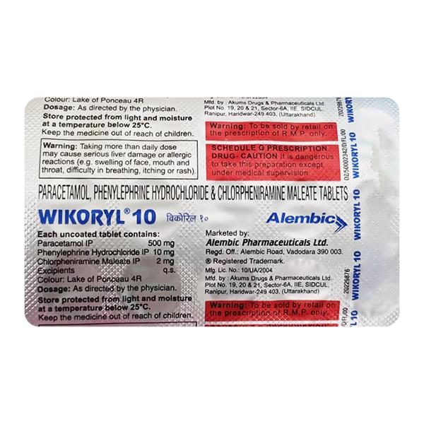 Wikoryl 10 Tablet: View Price, Benefits, Side Effects | Netmeds