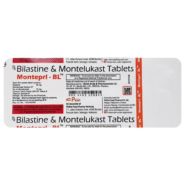 MONTEPRL BL Tablet 10's Price, Uses, Side effects, Substitutes | Netmeds