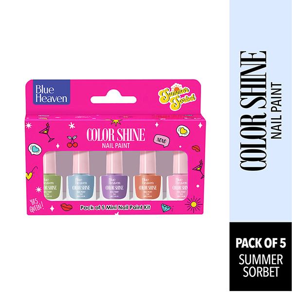 Buy Blue Heaven Color Shine Mini Nail Polish Kit, Summer Sorbet, Glossy ...