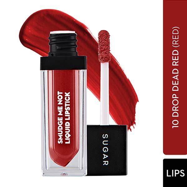 Buy Sugar Cosmetics Smudge Me Not Liquid Lipstick - 10 Drop Dead Red ...