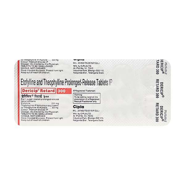 Dericip Retard 300mg Tablet 10'S Price, Uses, Side effects, Substitutes ...