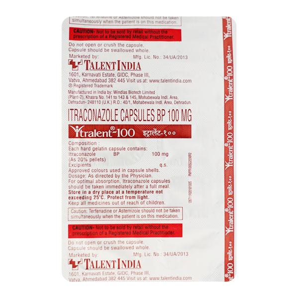 Buy Itralent 100mg Capsule 10'S Online at Upto 25% OFF | Netmeds
