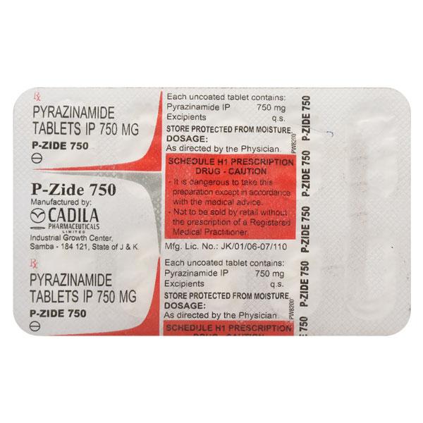 P ZIDE 750MG TABLET 10'S - Price, Uses, Side Effects, and Substitutes ...