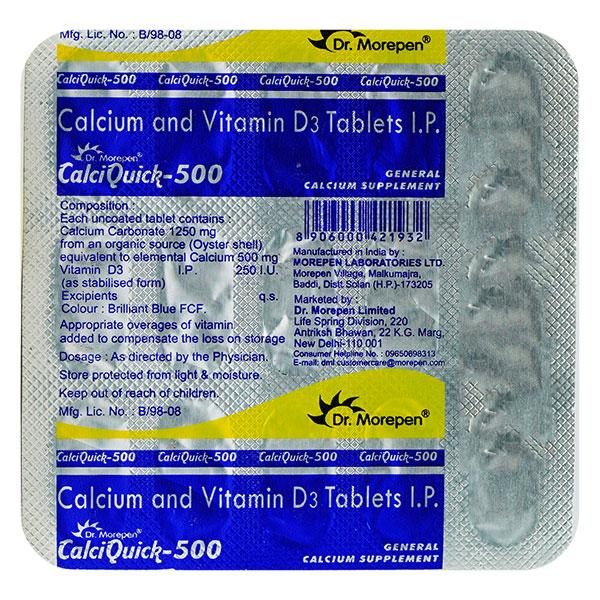 Buy CALCIQUICK 500 Tablet 15's Online at Upto 25% OFF | Netmeds