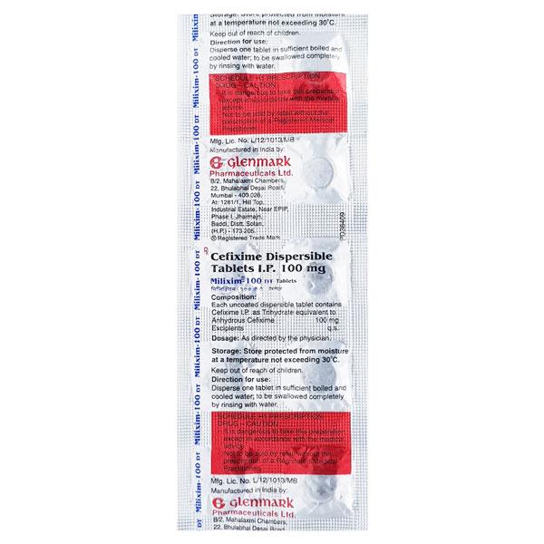 Milixim DT 100mg Tablet 10'S : Price, Uses, Side Effects | Netmeds