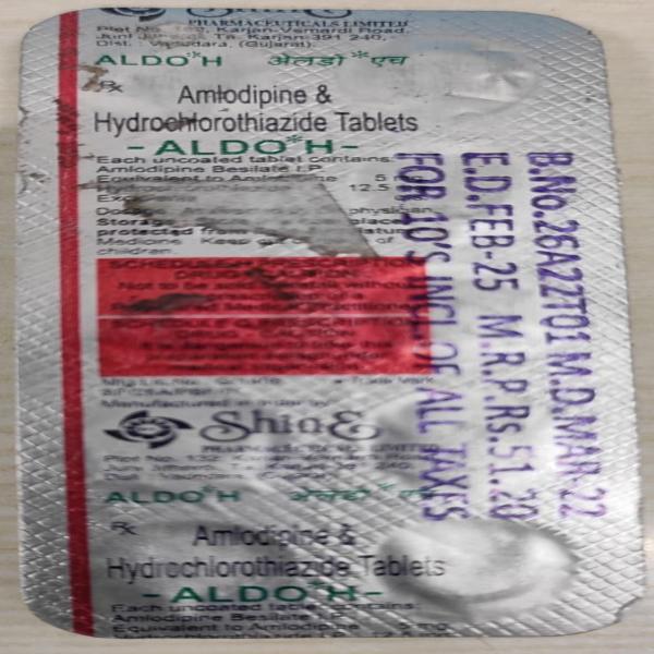 Aldo H 5/12.5mg Tablet 10'S : Price, Uses, Side Effects | Netmeds