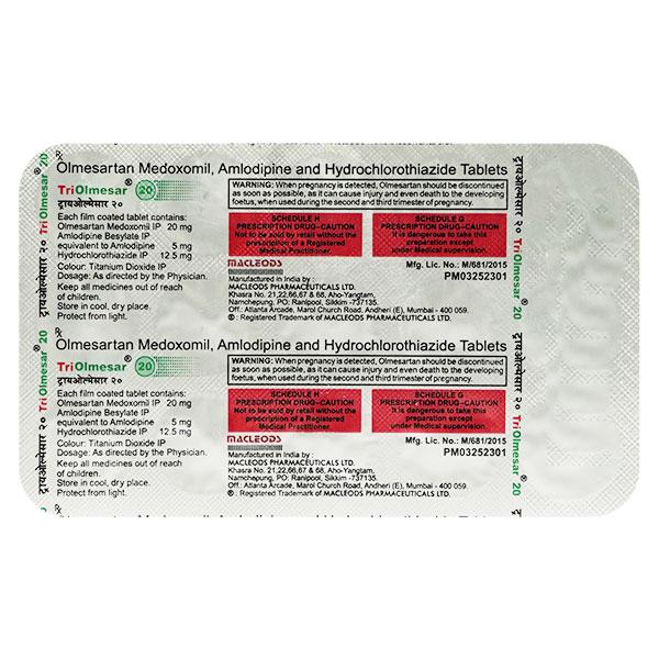Triolmesar 20mg Tablet 10'S : Price, Uses, Side Effects | Netmeds