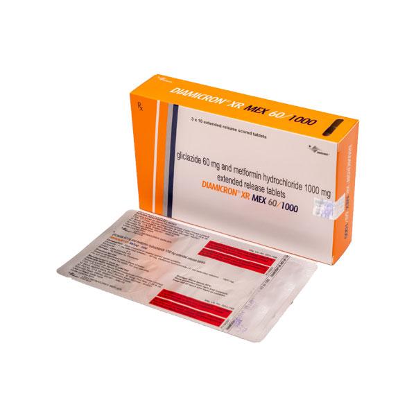 Buy DIAMICRON XR MEX 60/1000 Tablet 10's Online at Upto 25% OFF | Netmeds