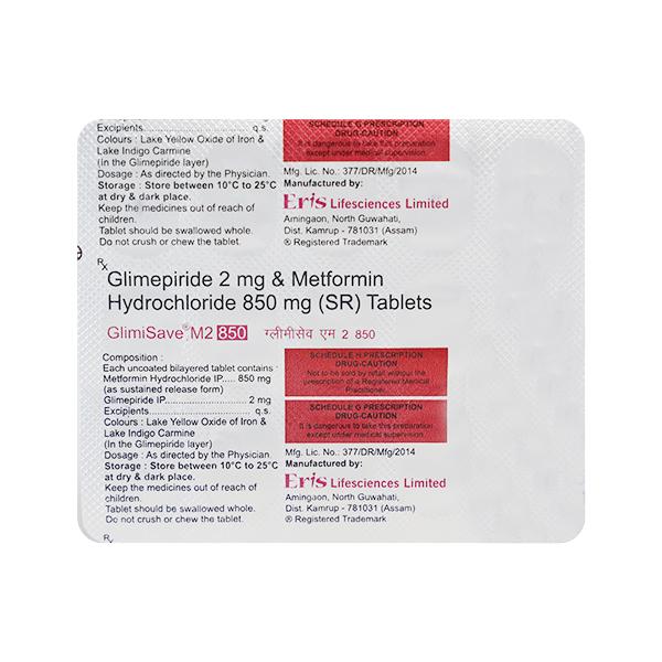 Glimisave M2 850 Tablet 15'S : Price, Uses, Side Effects | Netmeds