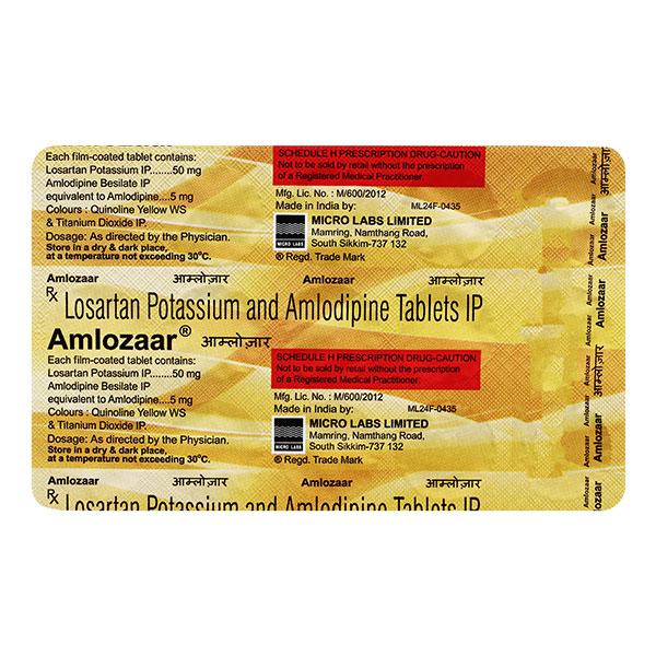 AMLOZAAR 50 Tablet 15's : Price, Uses, Side Effects | Netmeds