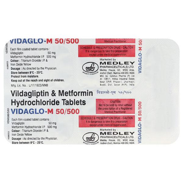 VIDAGLO M 50/500mg Tablet 10's - Price, Uses, Side Effects | Netmeds