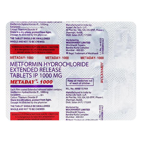 Metaday 1gm Tablet 10'S : Price, Uses, Side Effects | Netmeds