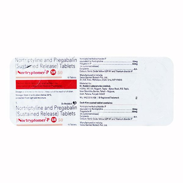 Nortryptomer P SR 50mg Tablet 10'S Price, Uses, Side effects ...