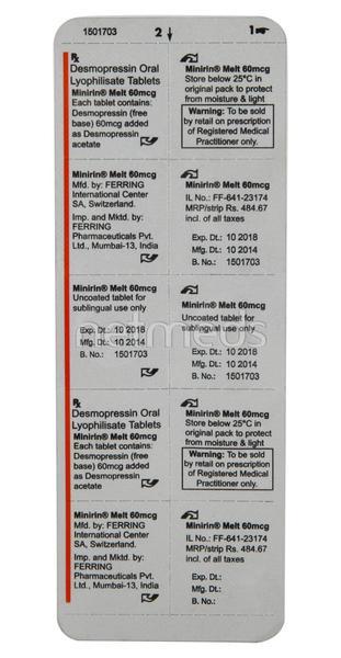 Minirin Melt 60mcg Tablet 10'S : Uses, Side Effects, Price | Netmeds