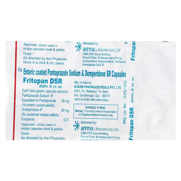 Fritopan DSR Capsule 10'S Price, Uses, Side effects, Substitutes | Netmeds