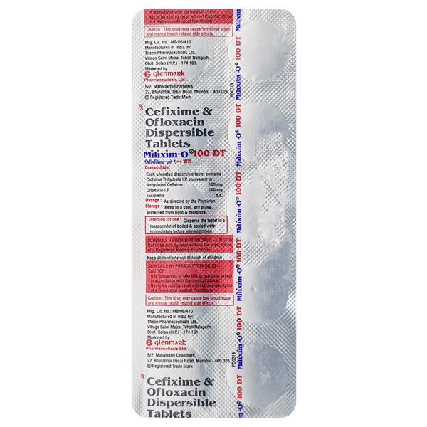 Milixim O DT 100mg Tablet 10'S : Price, Uses, Side Effects | Netmeds