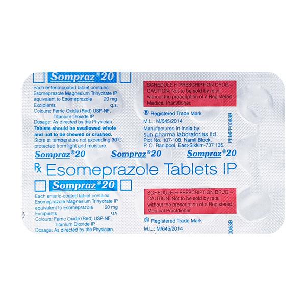 Sompraz 20mg Tablet 15'S Price, Uses, Side effects, Substitutes | Netmeds