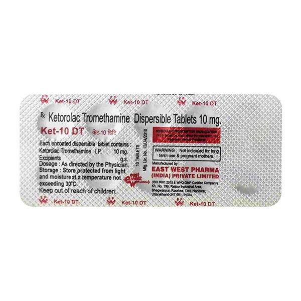 Buy KET DT 10mg Tablet 10'S Online up to 25% Off | Netmeds