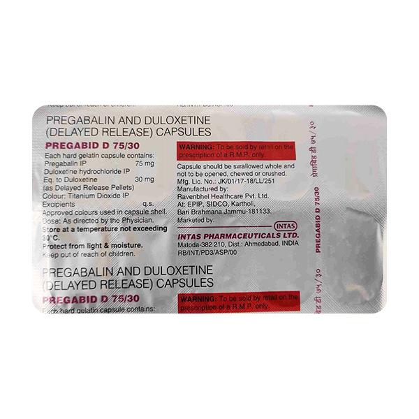 PREGABID D 75/30 Capsule 10's Price, Uses, Side effects, Substitutes ...