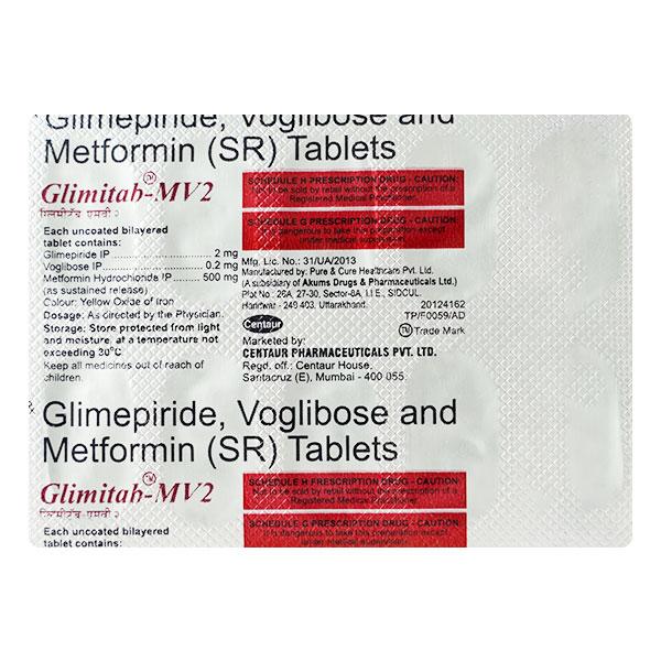 Glimitab MV 2mg Tablet 10'S : Price, Uses, Side Effects | Netmeds