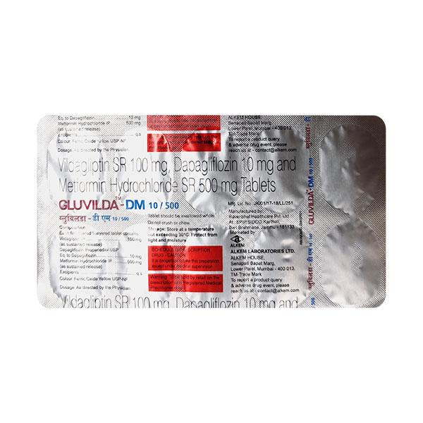 GLUVILDA DM 10/500 Tablet 10s Price, Uses, Side effects, Substitutes ...
