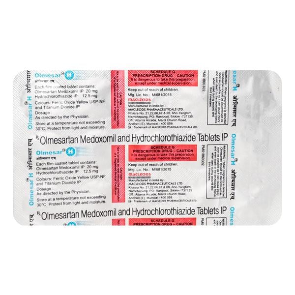 Olmesar H 20mg Tablet 15'S - Price, Uses, Side Effects | Netmeds