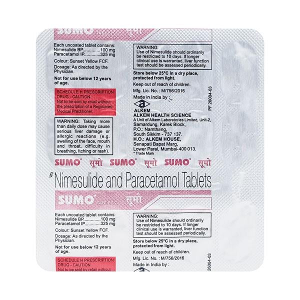 Sumo Tablet 15'S - Price, Uses, Side Effects | Netmeds