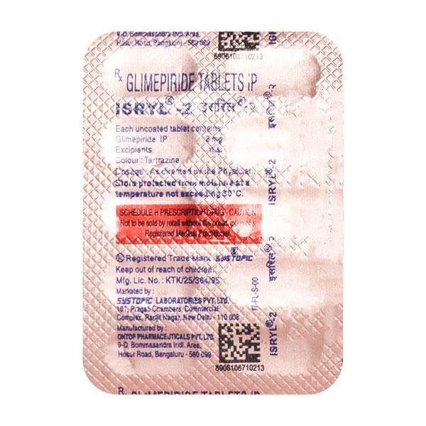 Isryl 2mg Tablet 10'S : Price, Uses, Side Effects | Netmeds