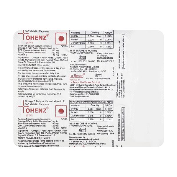 Ohenz Capsule 10'S : Price, Uses, Side Effects | Netmeds