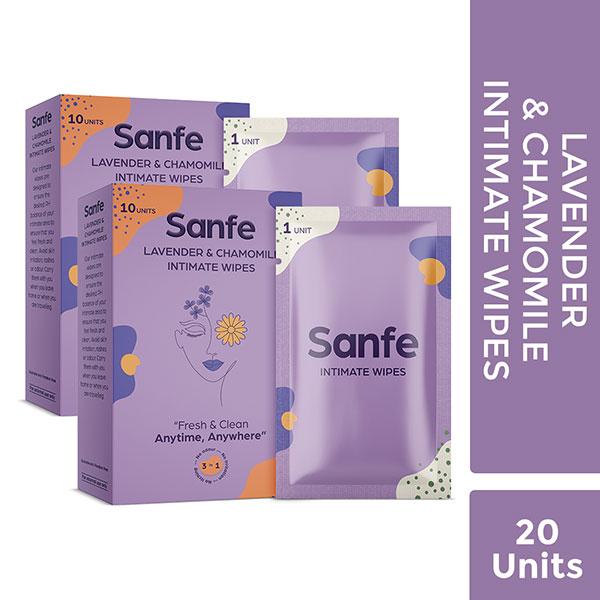 Buy Sanfe Intimate Wipes Combo - Lavendar & Chamomile (Pack of 2 X 10's ...