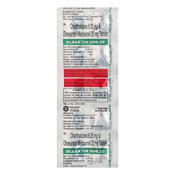 Olsar CH 20/6.25mg Tablet 10'S : Price, Uses, Side Effects | Netmeds
