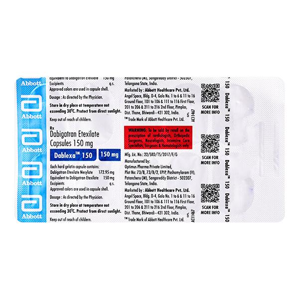 Dablexa 150mg Capsule 10'S Price, Uses, Side effects, Substitutes | Netmeds