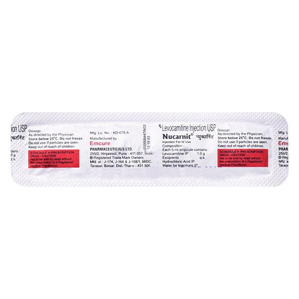 Nucarnit Injection 5ml : Price, Uses, Side Effects | Netmeds